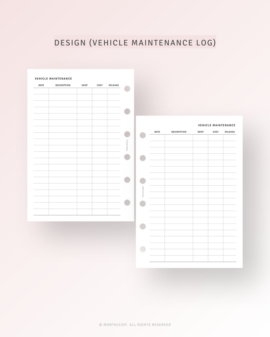 Car Maintenance Log Printable Pocket Plus Inserts Vehicle - Etsy