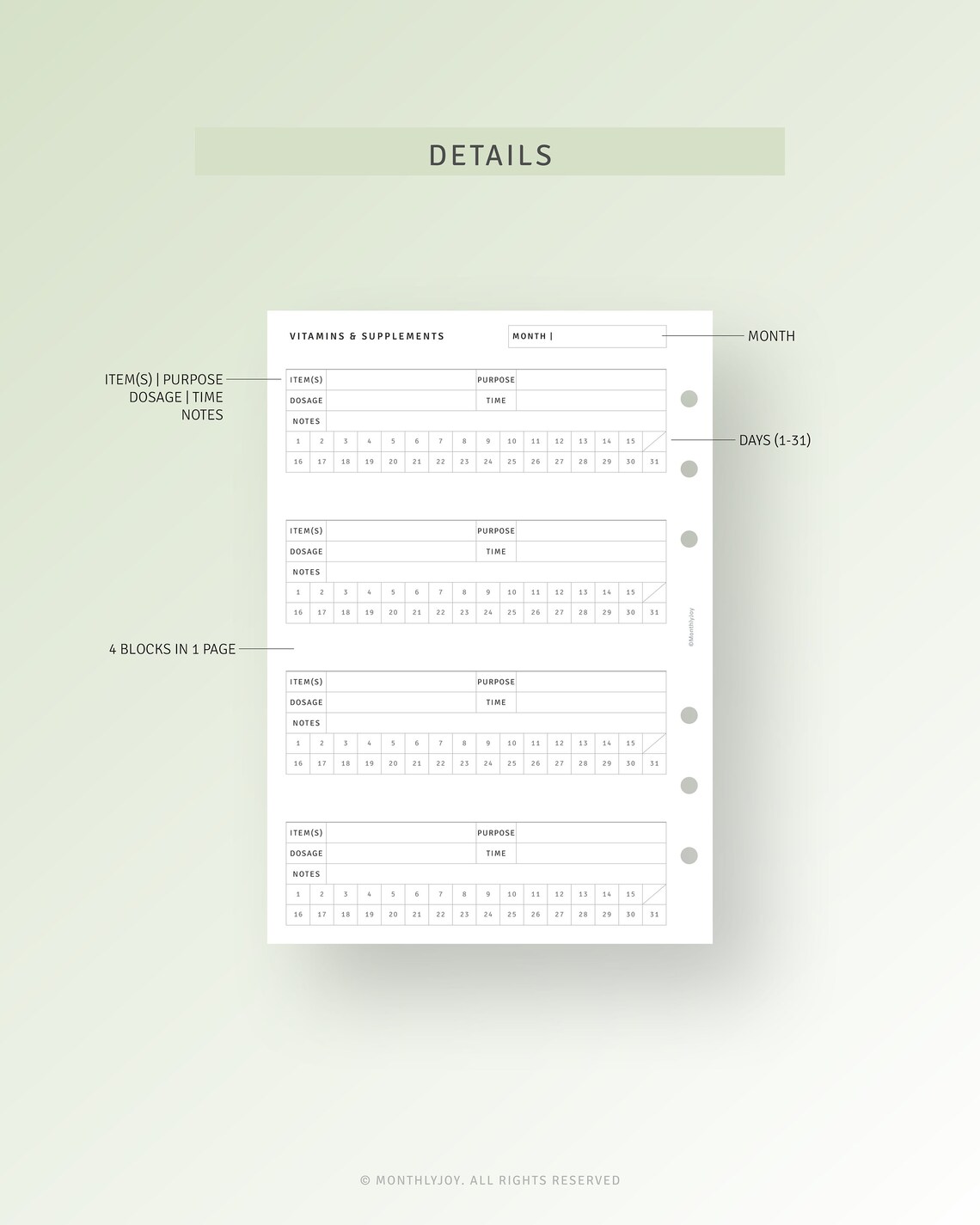 Medication Tracker Printable Personal Wide Inserts Daily Pill - Etsy