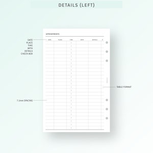 Appointments Tracker Printable Half Ring Inserts, Scheduling Organizer ...