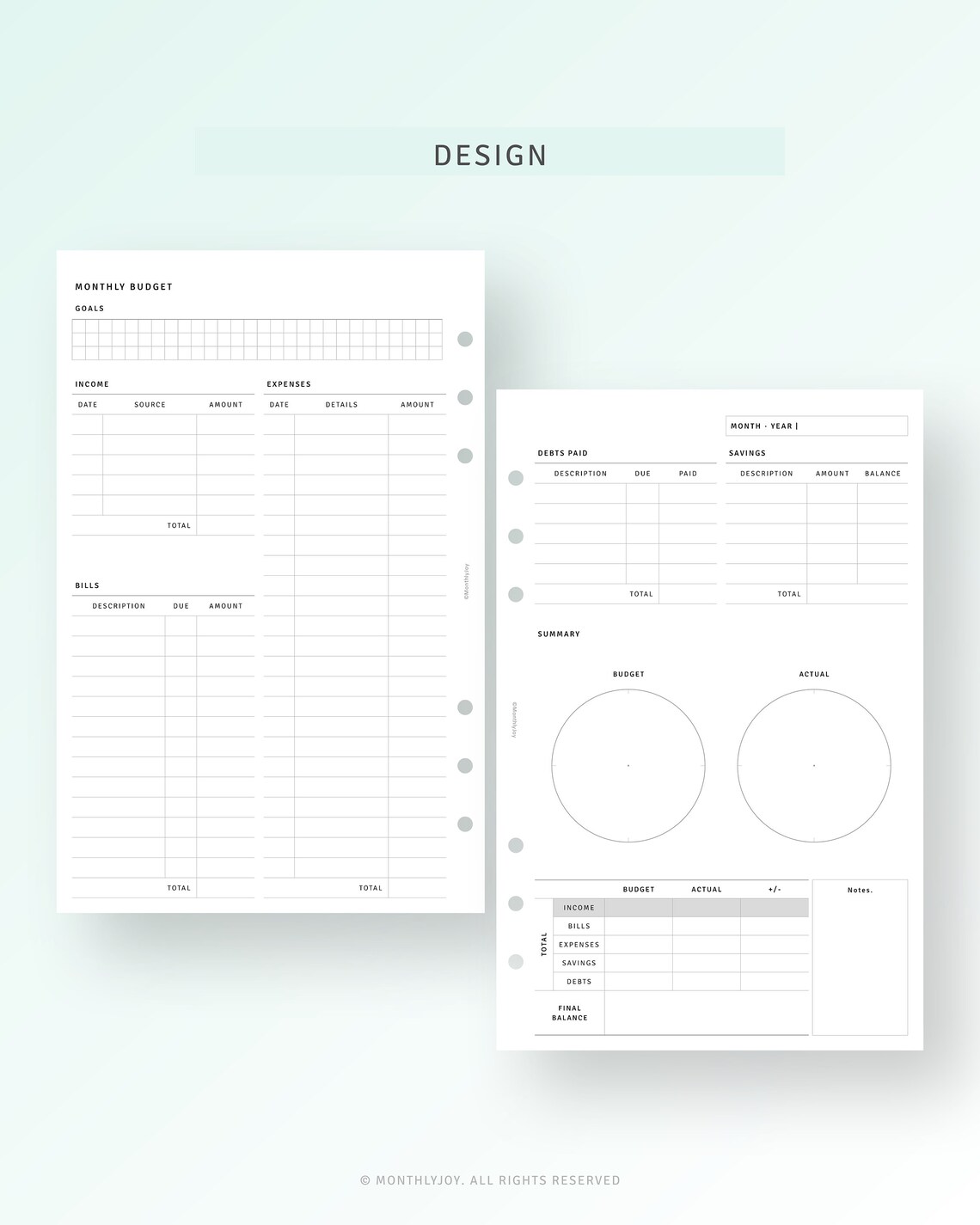 Budget Planning Printable Income Expense Tracker, Monthly Bill ...