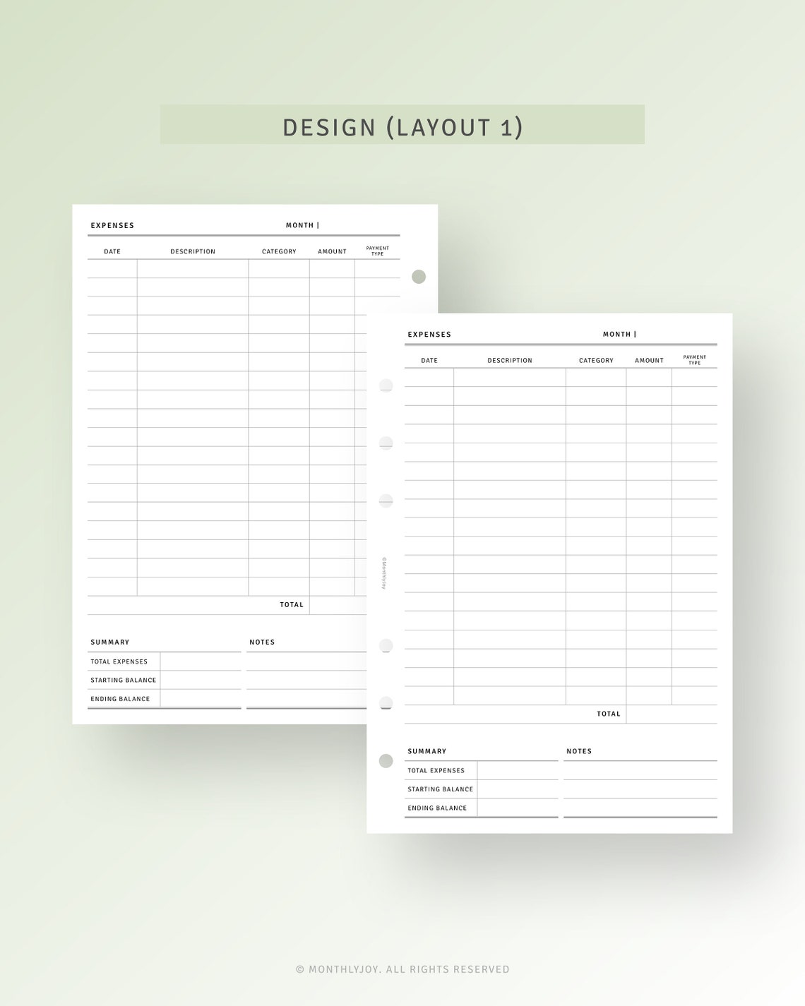 Monthly Expense Tracker Personal Wide Printable Expense Log - Etsy Canada