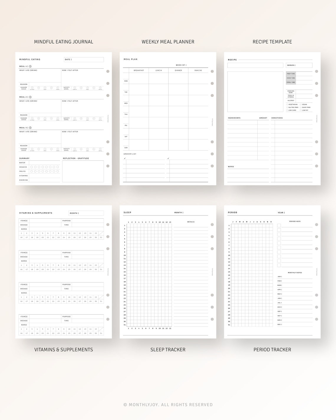20+ Health Fitness Planner Printable A5 Inserts Bundle, Health Body ...