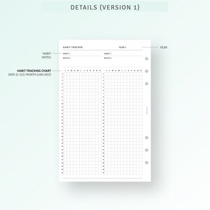 Yearly Habit Tracker Printable Half Letter Inserts, A Year in Pixel, Daily Routine Tracker ...