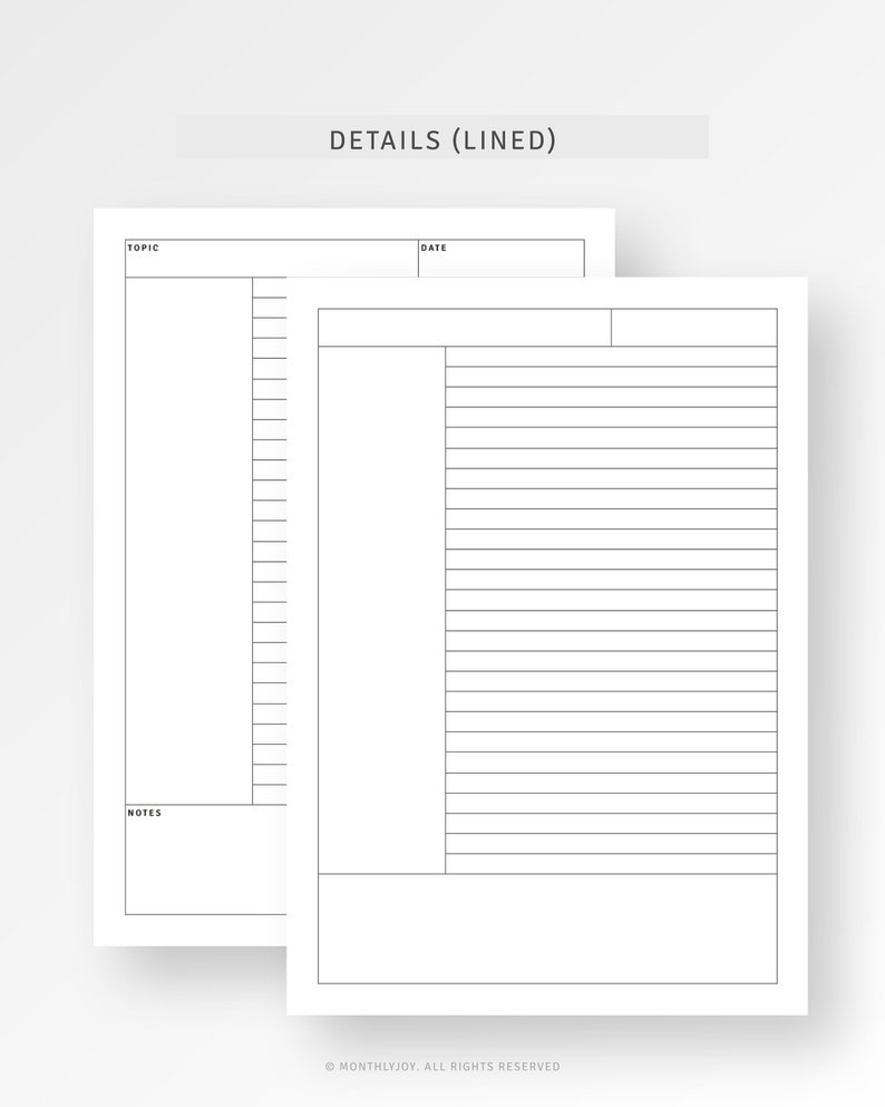 Cornell Notes Printable A4/letter Inserts Study Notes Paper - Etsy