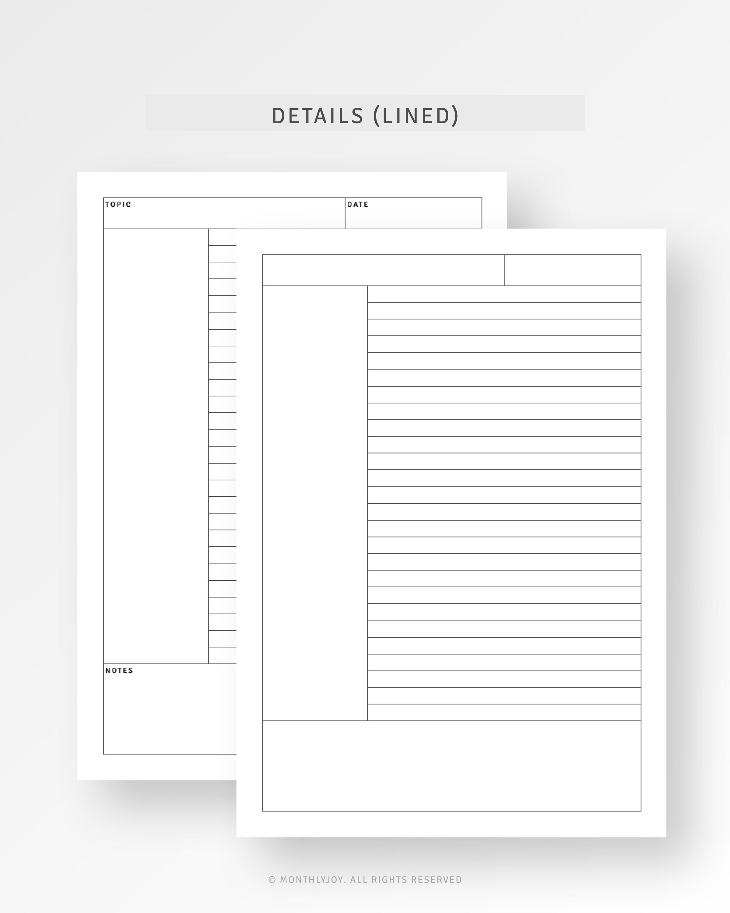 Cornell Notes Printable A4/letter Inserts Study Notes Paper - Etsy