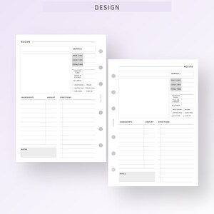 Recipe Journal A6 Ring Printable Inserts Food Recipe - Etsy