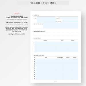 Project Planner Printable A4/letter Inserts, Work Project Management ...