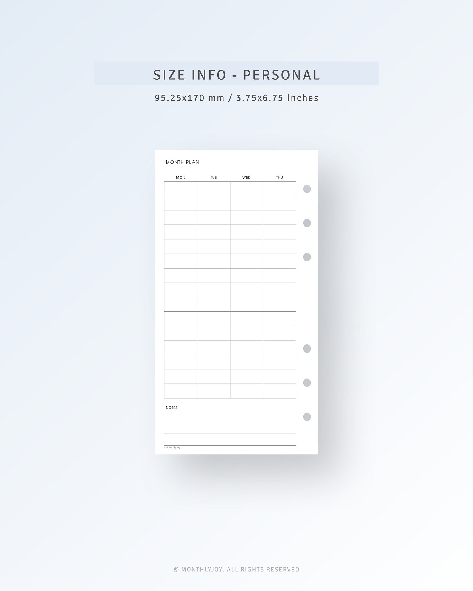 PERSONAL Monthly Planner Printable Template, Blank Calendar Refills ...