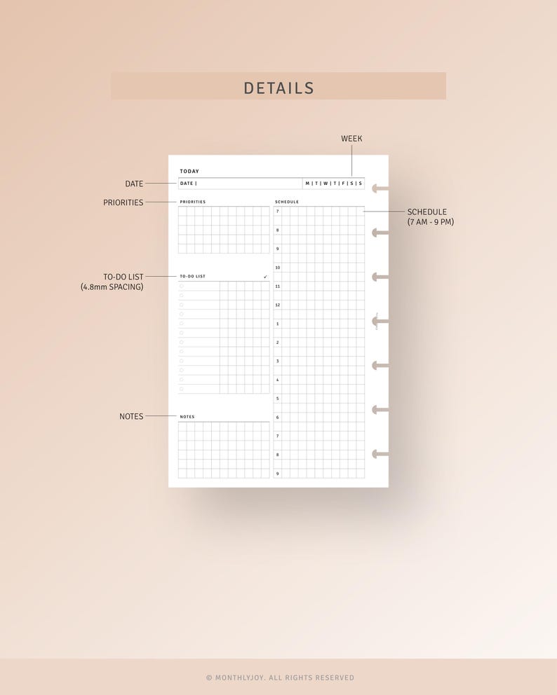 HP Mini Daily Planner Printable: Hourly Schedule, To-do List (PDF ...