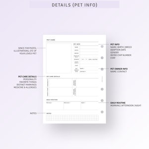 Pet Planner Printable A6 Ring, Puppy Health Information Organizer ...
