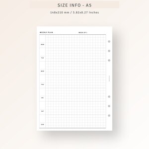 A5 Size, Week on One Page Printable Undated Weekly Planner PDF Template ...