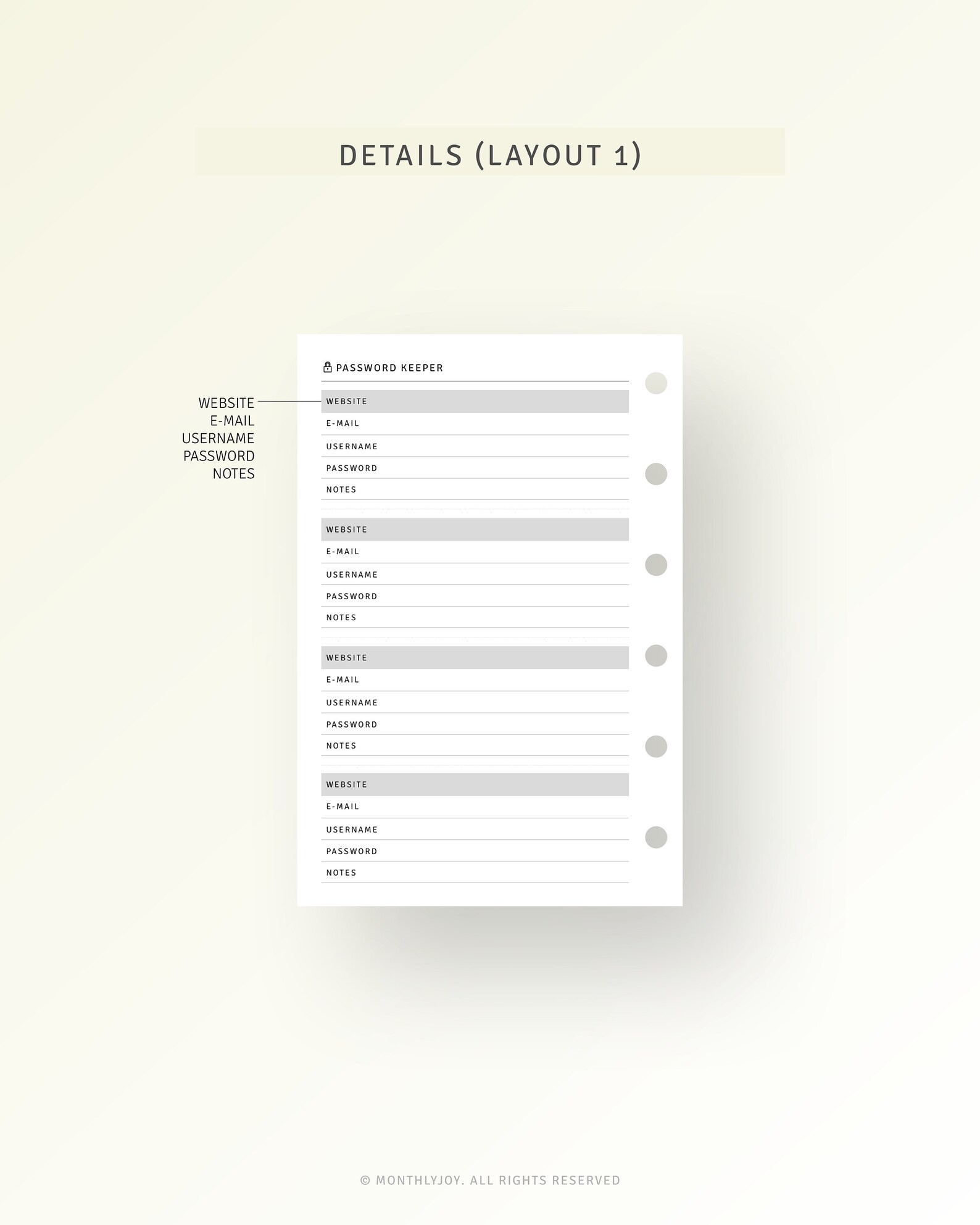 Password Tracker Printable Pocket Size Inserts Password Log - Etsy