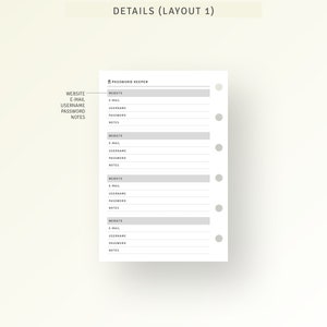 Password Tracker Printable Pocket Size Inserts Password Log | Etsy