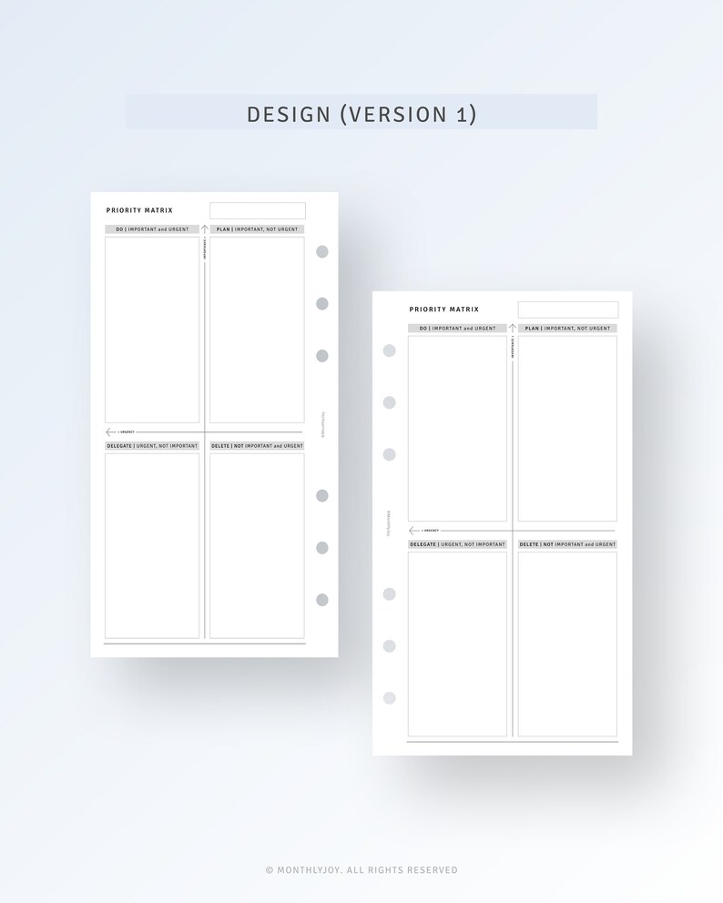 Personal Priority Matrix Printable Template Decision Matrix - Etsy