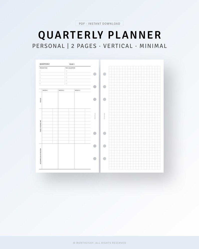 Personal Quarterly Planner Printable Template 3 Month - Etsy