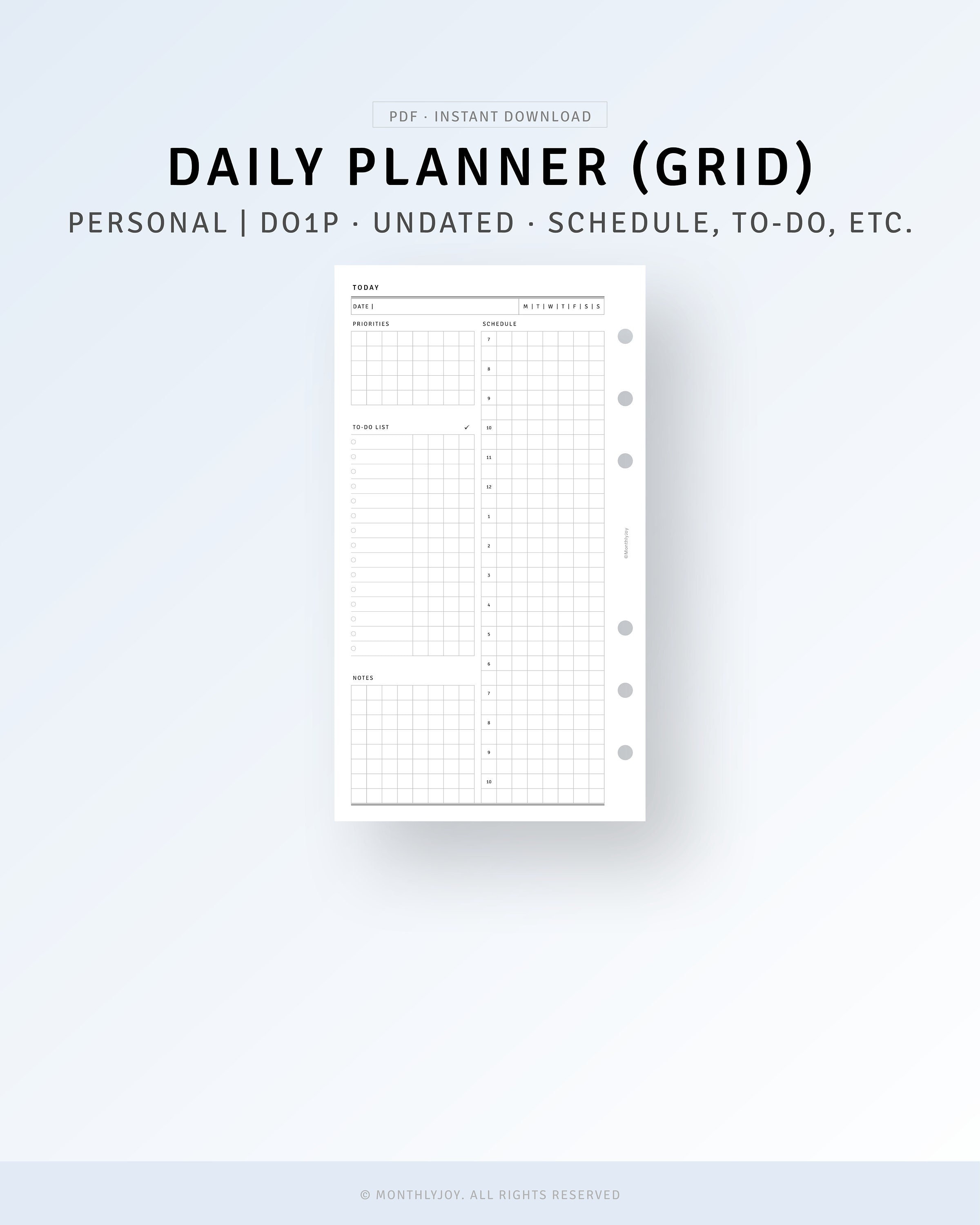 Personal Daily Schedule Organizer Printable Daily Agenda - Etsy