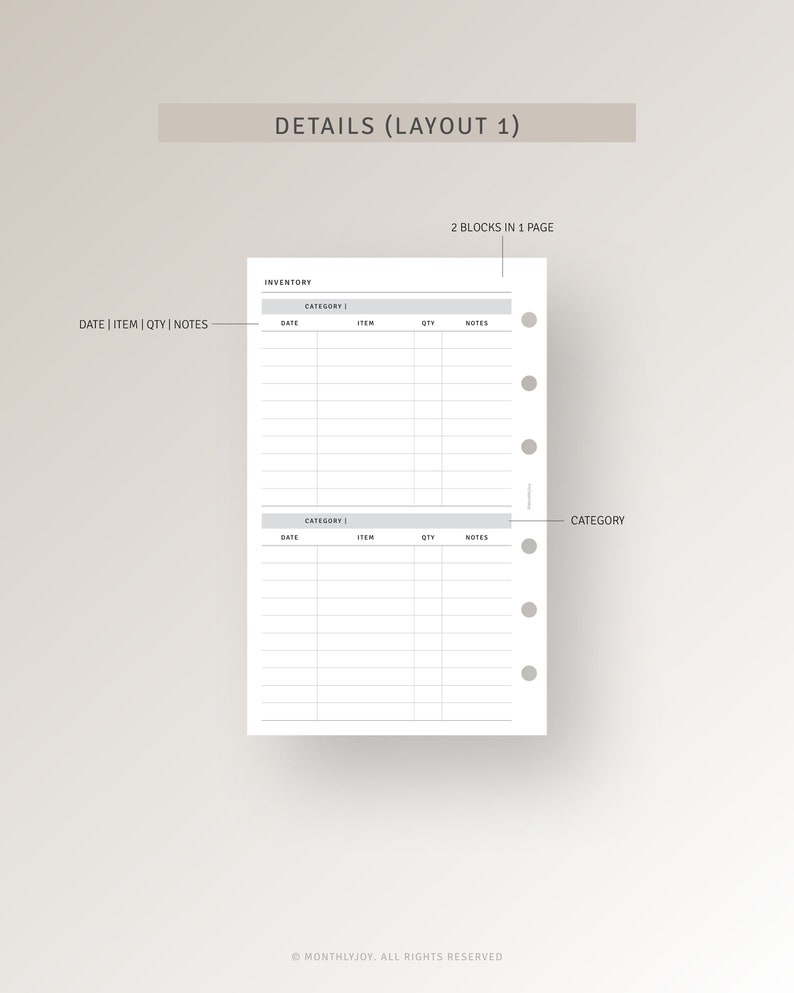 Inventory Tracker Template FC Compact Inserts Printable - Etsy