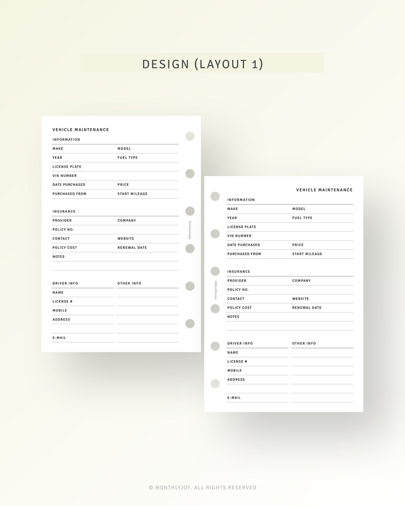 Car Maintenance Checklist Pocket Planner Printable Car Oil - Etsy