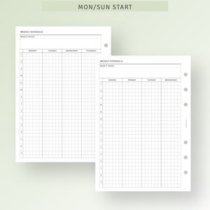 Weekly Schedule Template Personal Wide Printable, Undated Weekly Hourly ...
