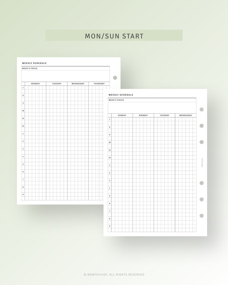 Weekly Schedule Template Personal Wide Printable Weekly | Etsy