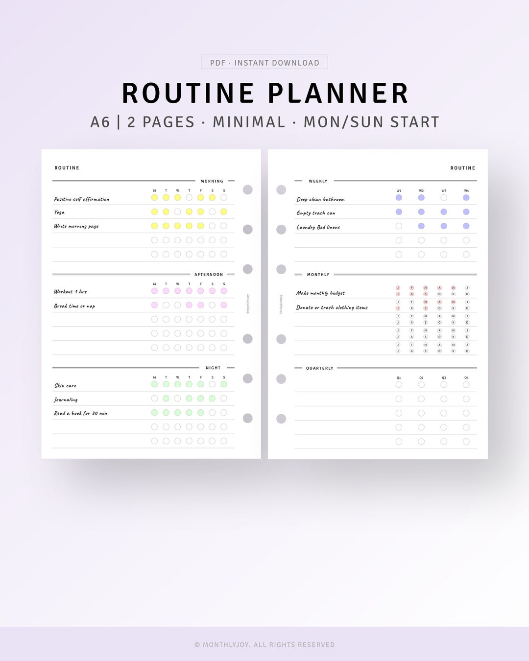 Routine Planner Printable A6 Inserts, Morning Skin Care Routine Tracker ...