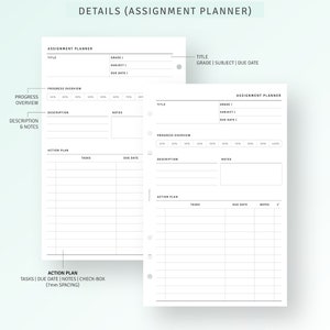 Assignment Tracker Printable Homework Tracker for Student, College New ...