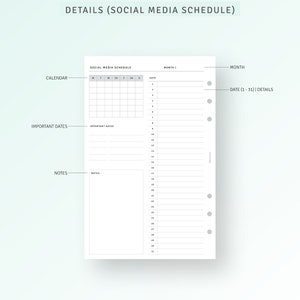Social Media Post Planner Half-letter Printable Instagram Youtube ...