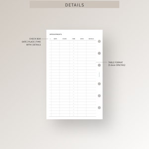 Appointments Tracker FC Compact Inserts, Appointment Scheduling Planner ...