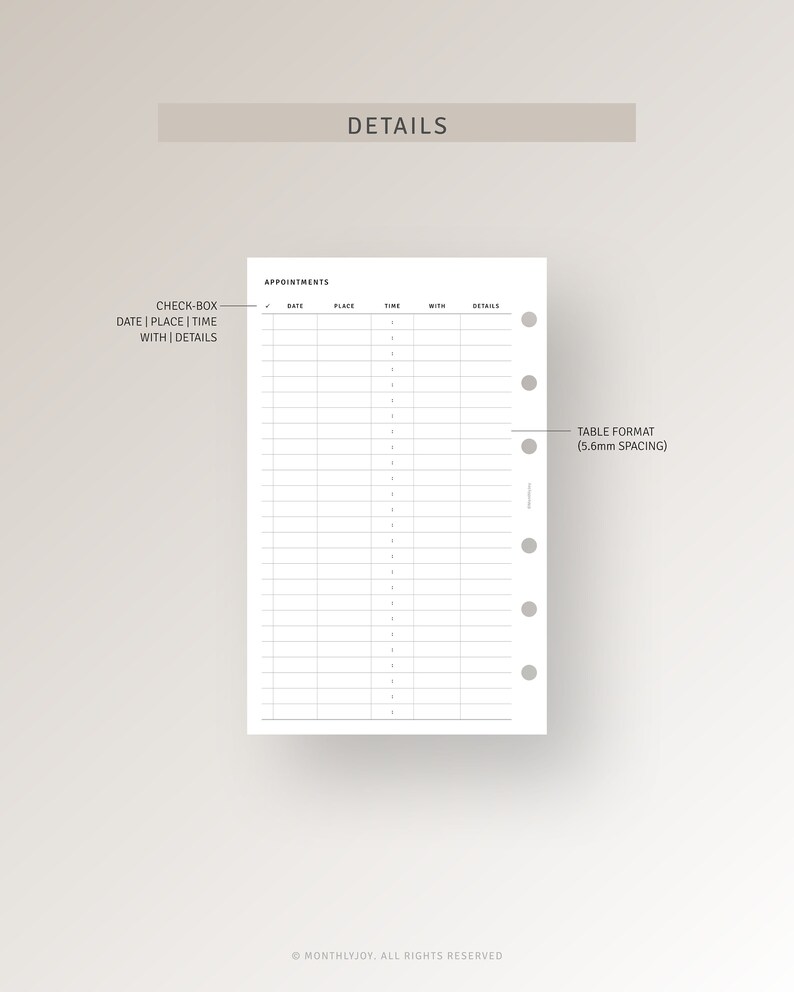 Appointments Tracker FC Compact Inserts, Appointment Scheduling Planner With Checklist, Doctor's ...