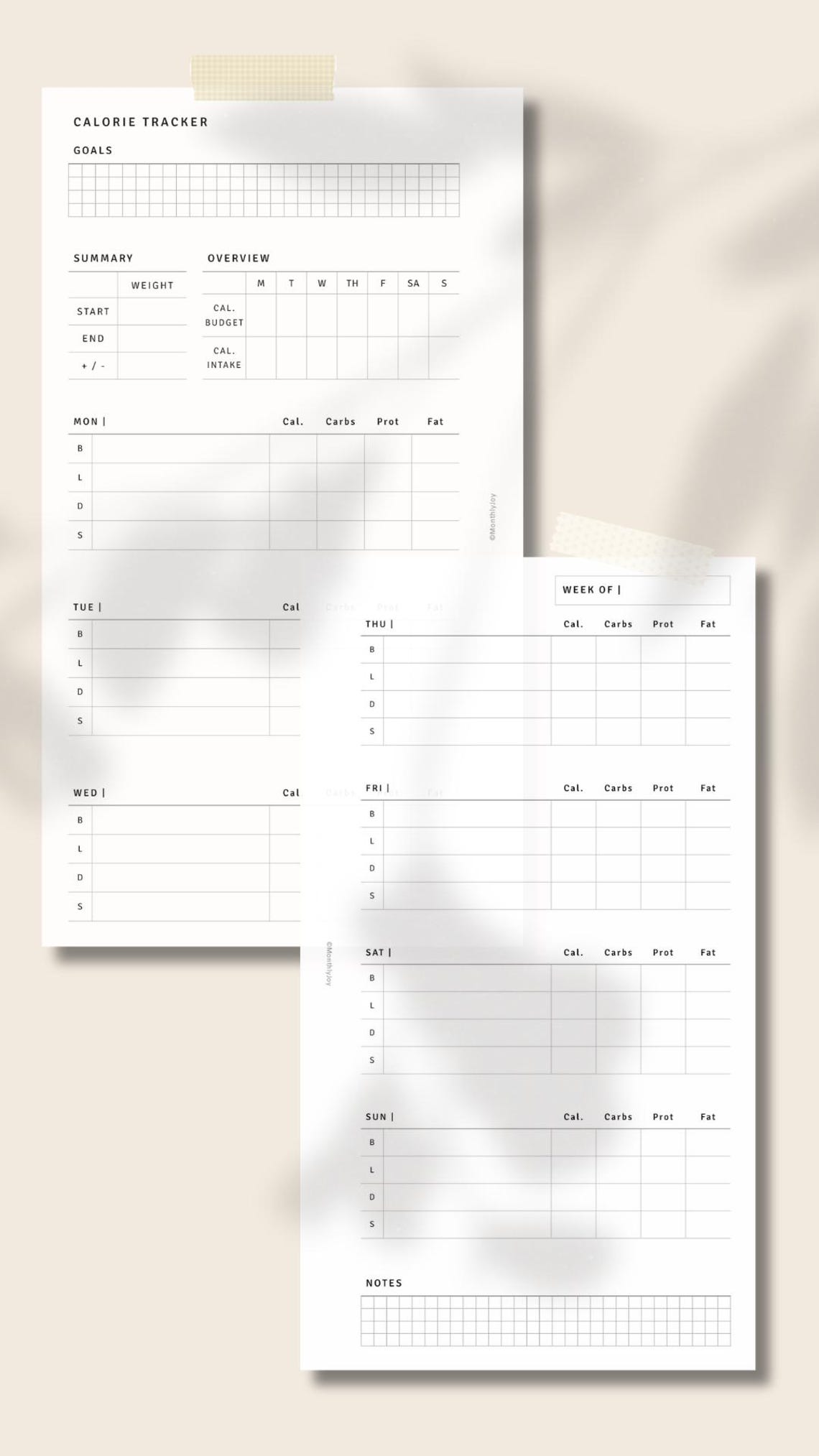 Personal, Calorie Tracker Printable Food Diary Journal Template, Daily ...