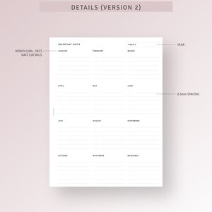 Yearly Important Dates HP Classic Printable Inserts, Birthday ...