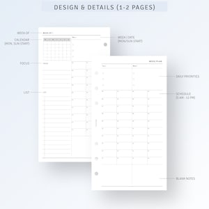 Personal, Week on 4 Pages Printable Weekly Calendar Layout Pages, Time ...