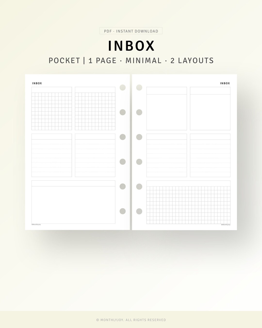Inbox Planner Tracker Pocket Size Inserts Printable, Brain Dump List ...