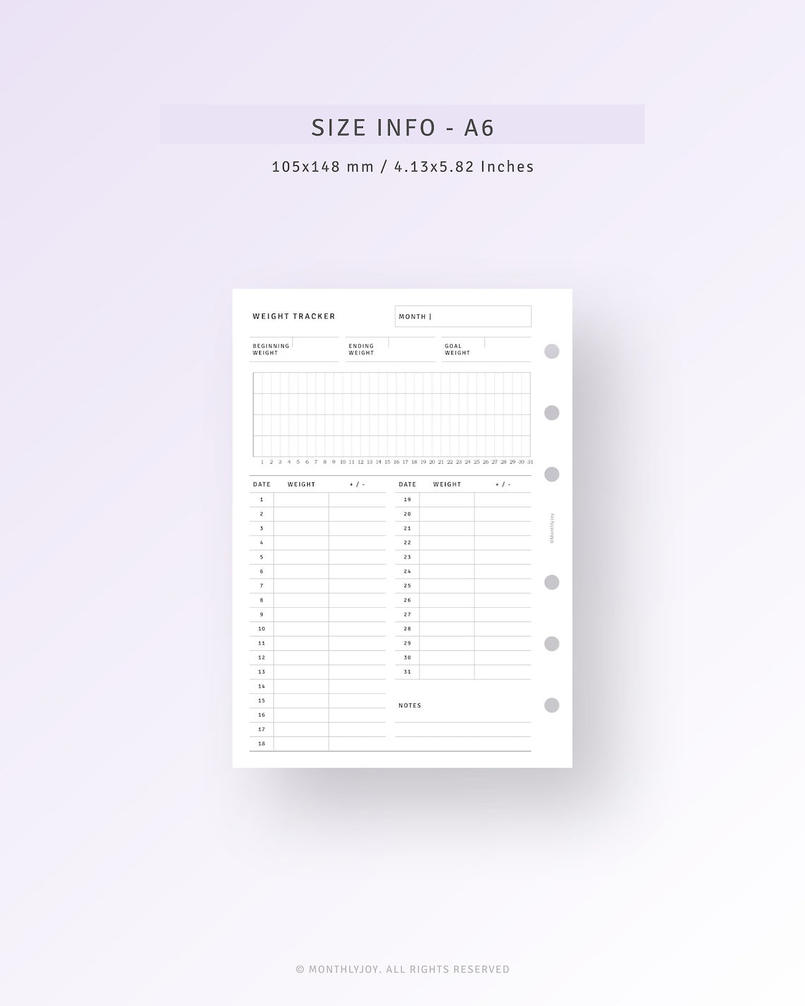 Weight Loss Tracker A6 Printable Inserts, Pounds Lost Chart, Diet ...