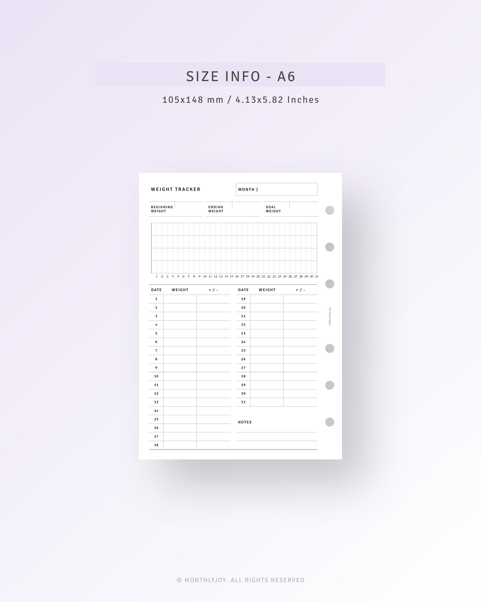 Weight Loss Tracker A6 Printable Inserts, Pounds Lost Chart, Diet ...