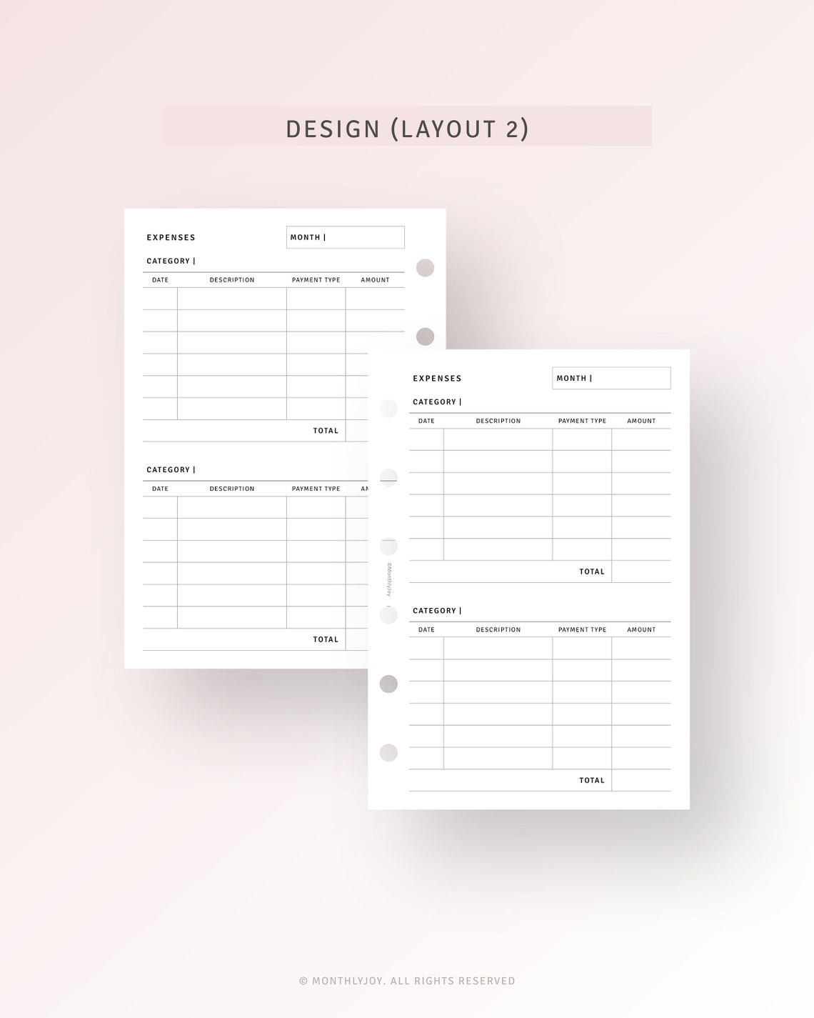 Printable Expense Tracker Pocket Plus Inserts Monthly Expense - Etsy