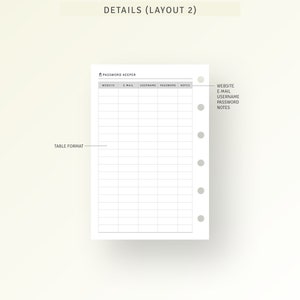 Password Tracker Printable Pocket Size Inserts Password Log | Etsy
