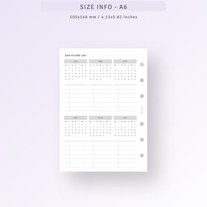 2024 Future Log Printable A6 Inserts, Quarterly Calendar, Year at A ...