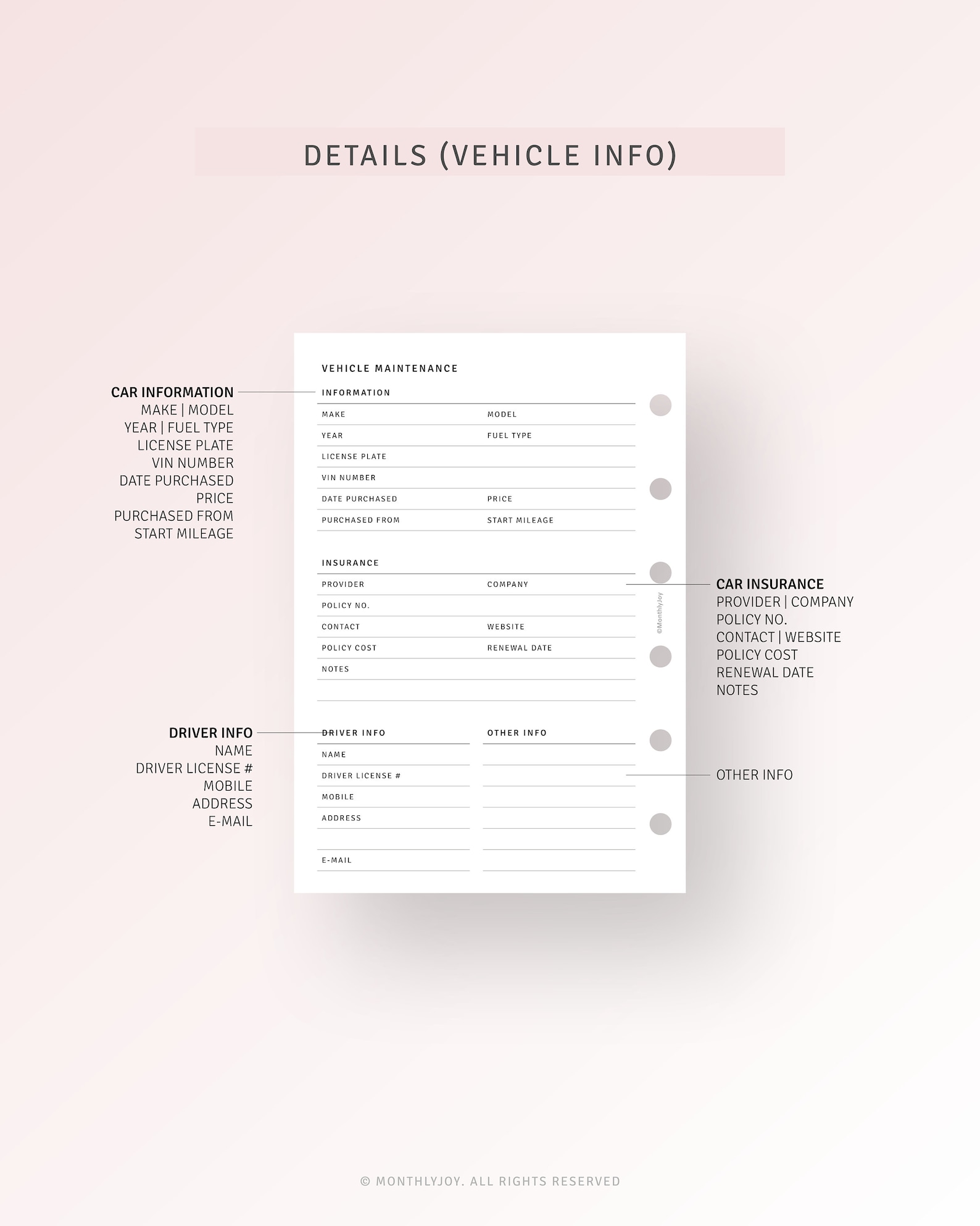 Car Maintenance Log Printable Pocket Plus Inserts, Auto Mileage Journal ...