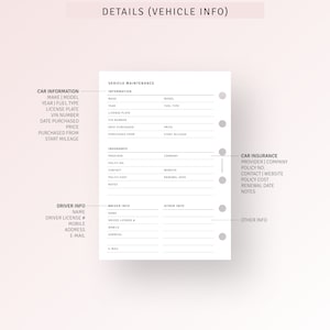 Car Maintenance Log Printable Pocket Plus Inserts, Auto Mileage Journal ...