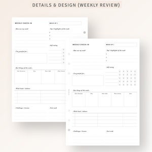 A5 Daily Review Weekly Reflection Monthly Assessment Template Printable ...