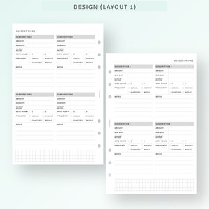 Subscription Tracker Printable Half Size Inserts, Membership Checklist ...