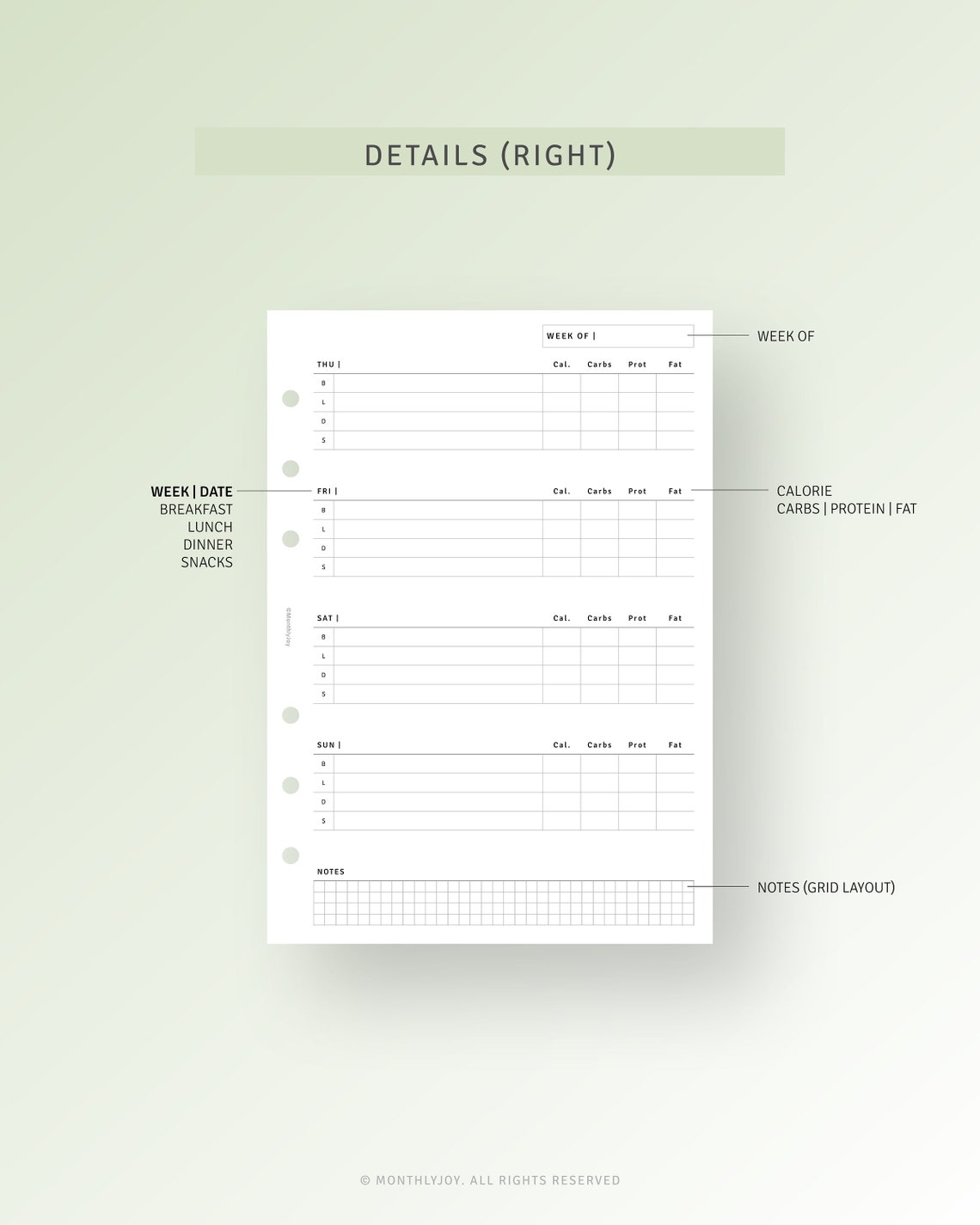 Calorie Tracker Printable Personal Wide Ring Weight Loss - Etsy