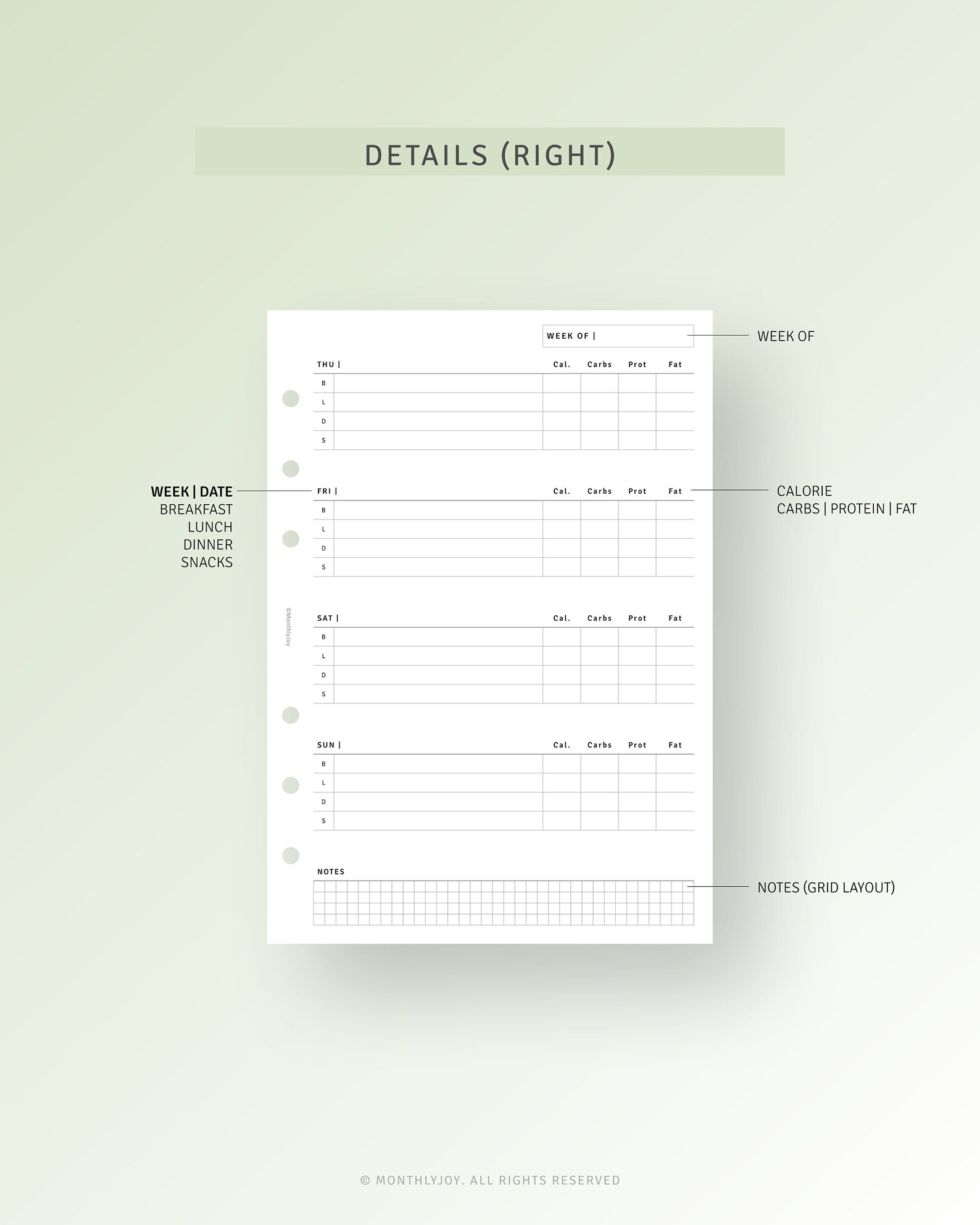 Calorie Tracker Printable Personal Wide Ring Weight Loss - Etsy