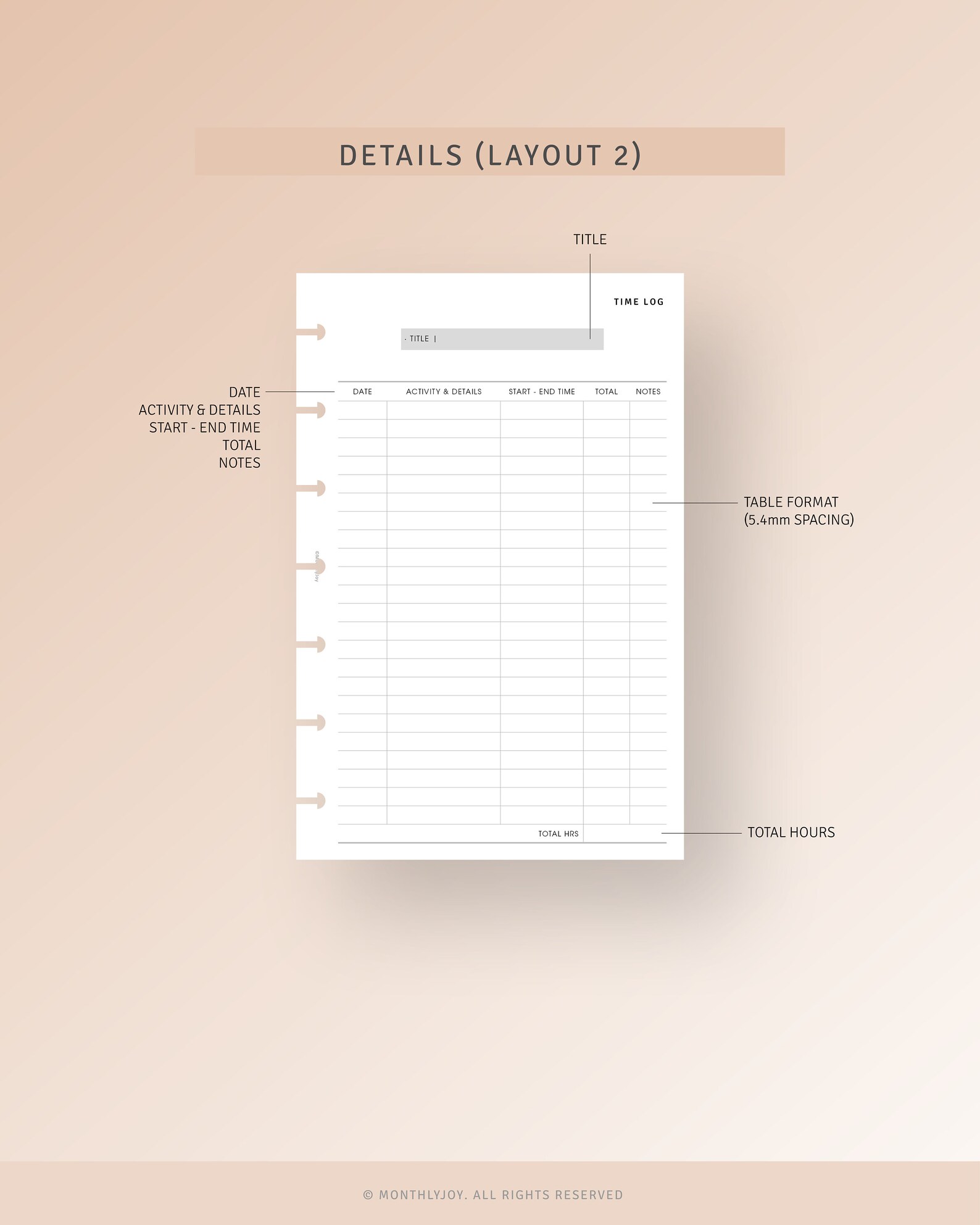 Time Log Tracker Printable HP Mini Inserts Work Hours Log - Etsy