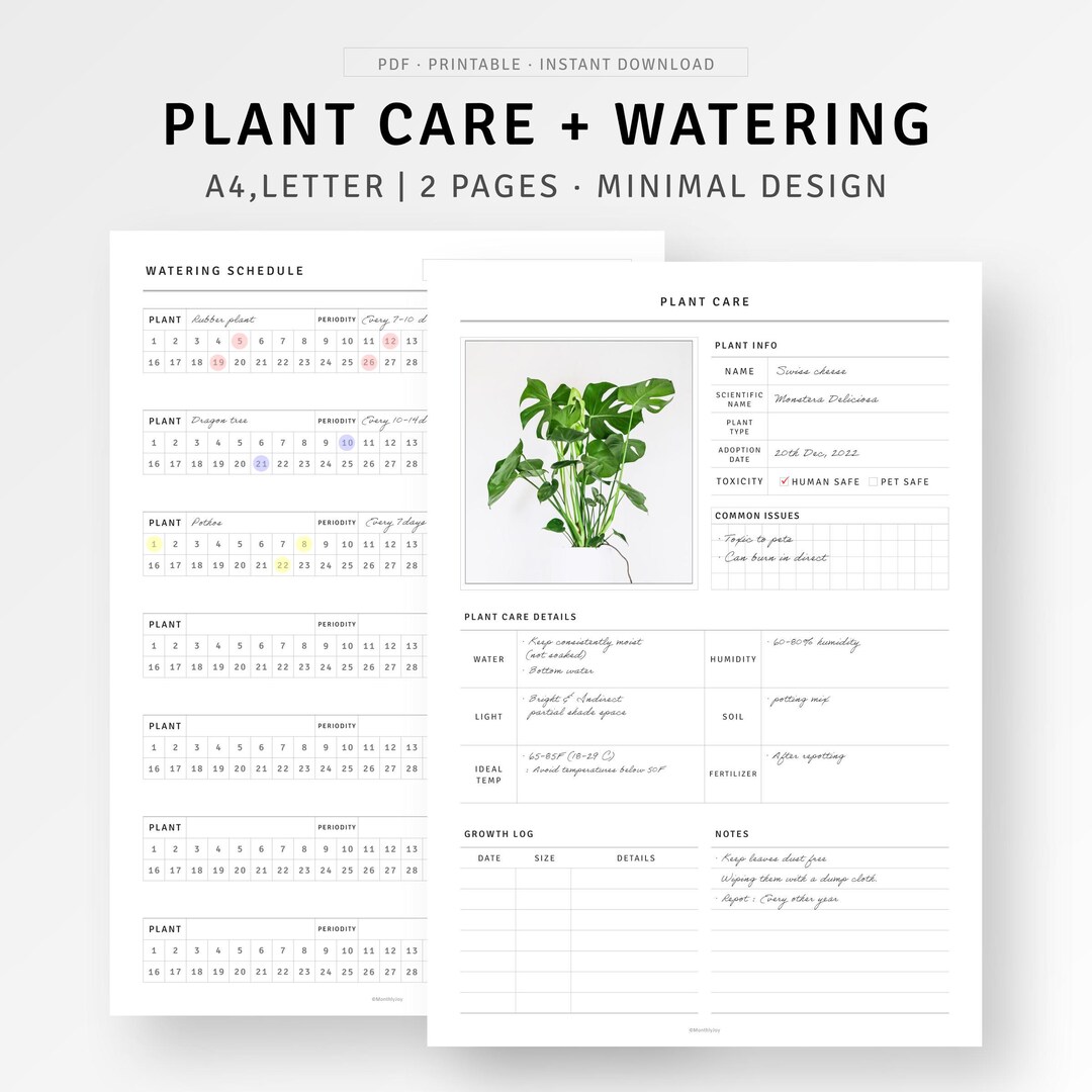 Plant Care Journal A4/letter Size Printable Garden Journal Template ...