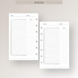 Monthly Sleep Tracker FC Compact Inserts Printable Sleeping Log, Health Binder, Sleep Analysis ...
