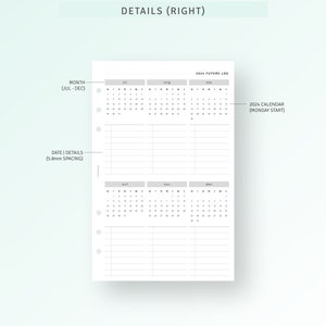 2024 Future Log Half Size Printable Inserts, Annual Birthday Event ...