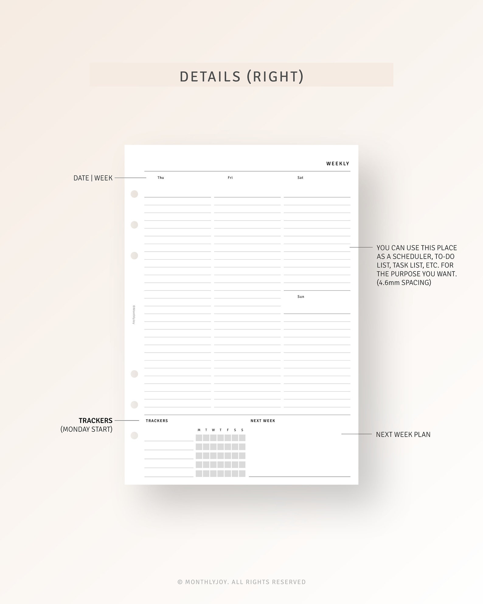 A5 Size Undated Weekly Planner Pages Printable Weekly - Etsy
