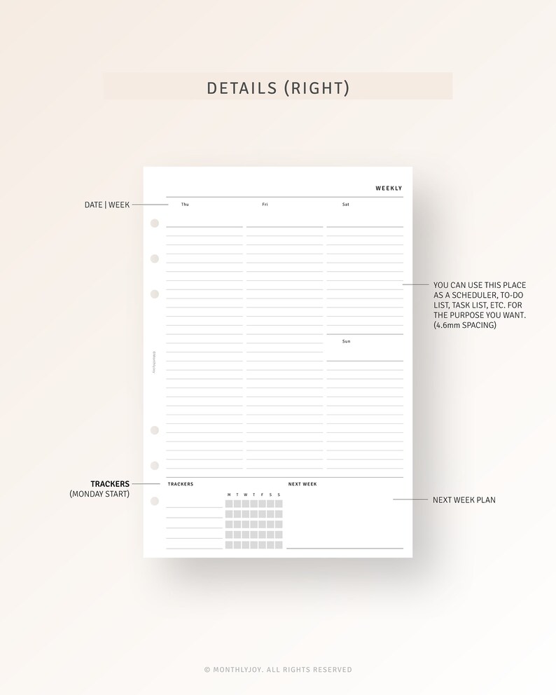 A5 Size Undated Weekly Planner Pages Printable Weekly - Etsy